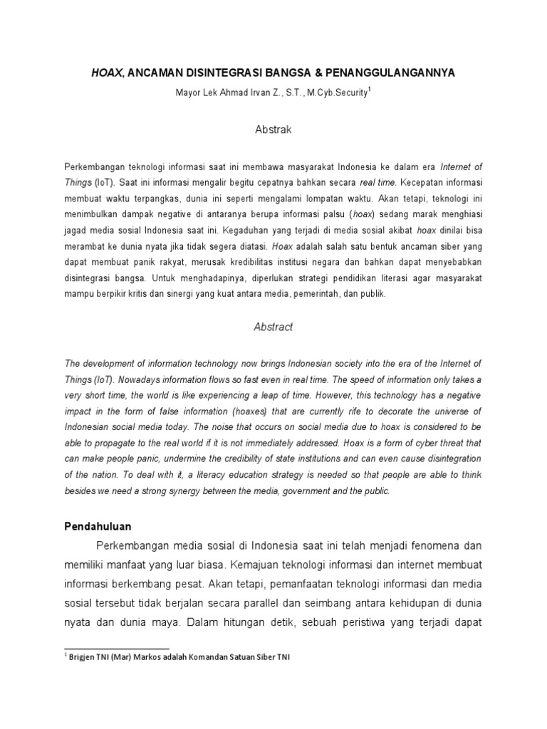 Penanggulangan Hoax di Indonesia | PDF