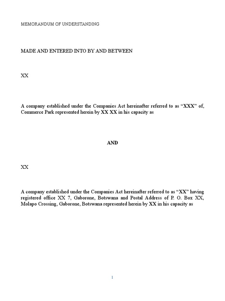 Memorandum of Understanding - Template | PDF