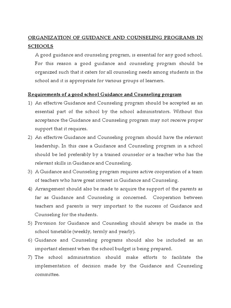 Lesson 5 - Organization of Guidance and Counselling in Schools | PDF