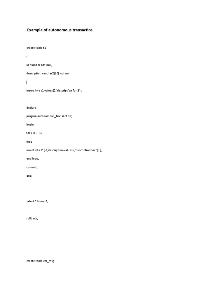 Example of Autonomous Transactios | PDF