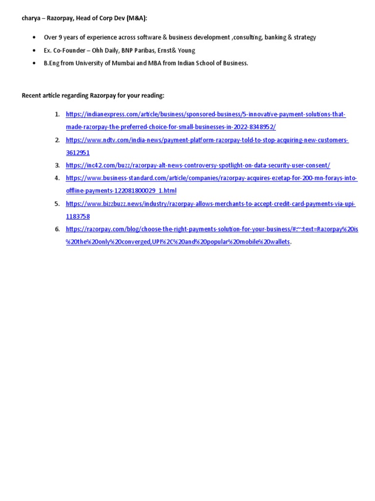 Overview of Razorpay's Business Model | PDF