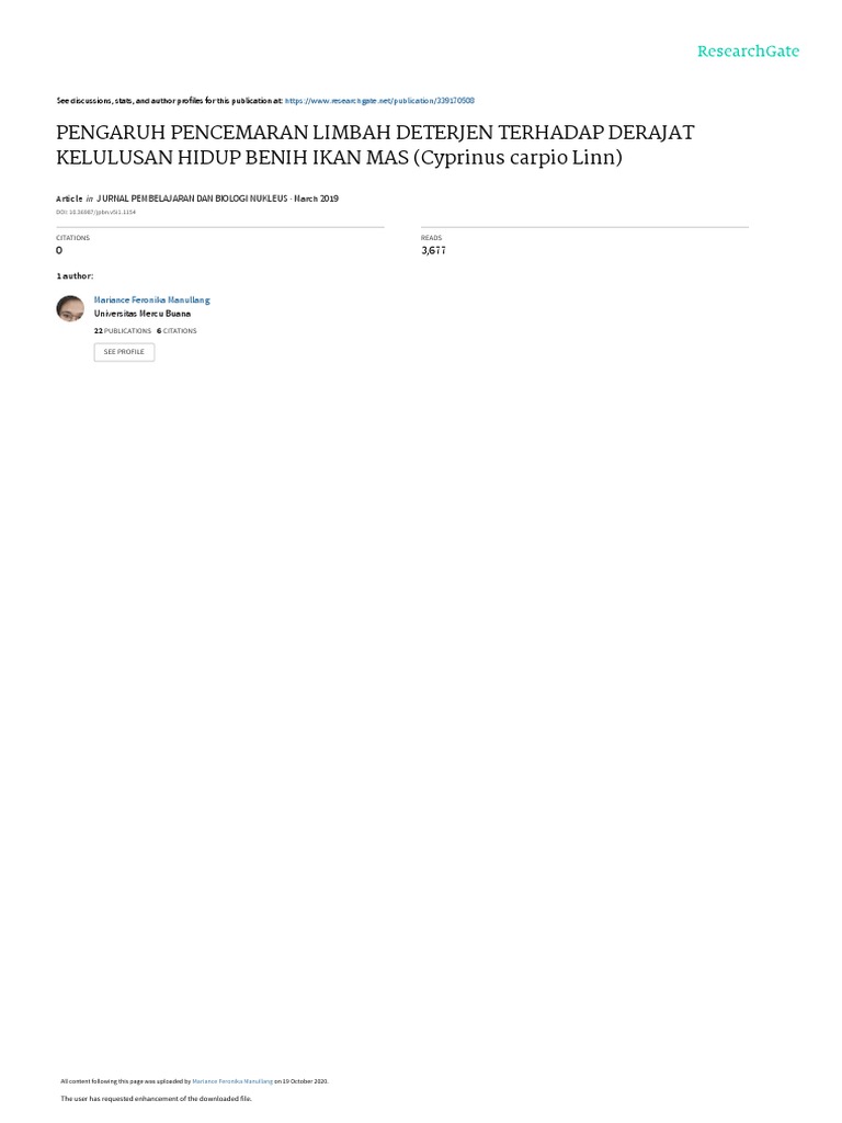 Pengaruh Pencemaran Limbah Deterjen Terhadap Deraj | PDF