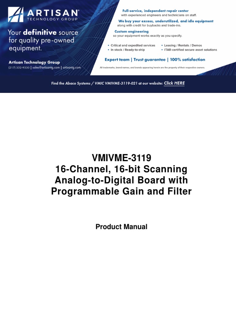 Abaco Systems VMIC VMIVME 3119 021 Manual 202013110510 | PDF