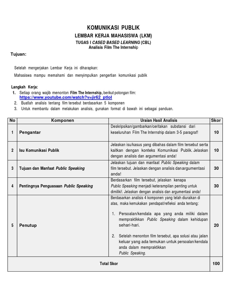 Tugas CBL 1 Komunikasi Publik 2023 | PDF