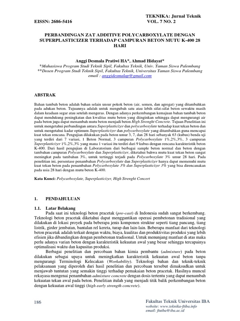 ANGGI - Perbandingan Zat Additive Polycarboxylate Dengan Superplasticizer Terhadap Campuran ...
