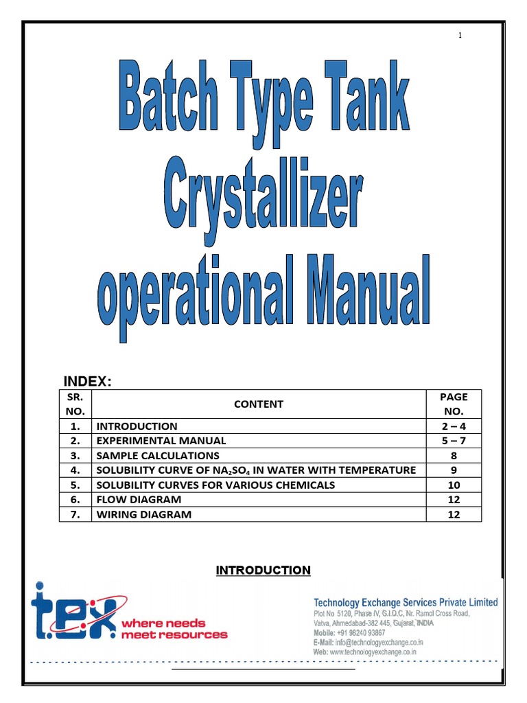 Batch Crystallizer Manual F | PDF | Crystallization | Solubility