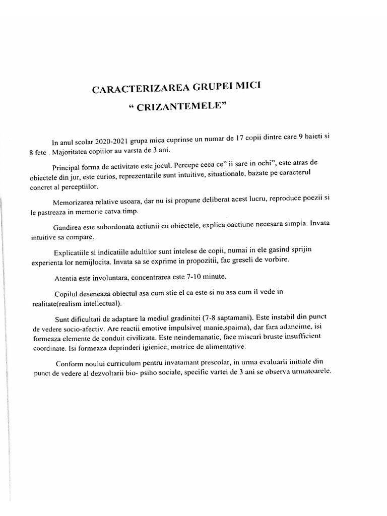 Caracterizarea Grupei PDF | PDF