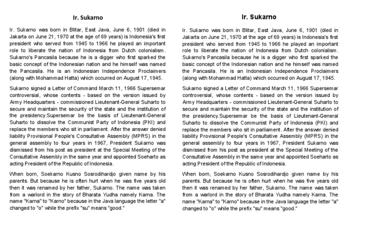 The Life and Legacy of Indonesia's First President Sukarno | PDF
