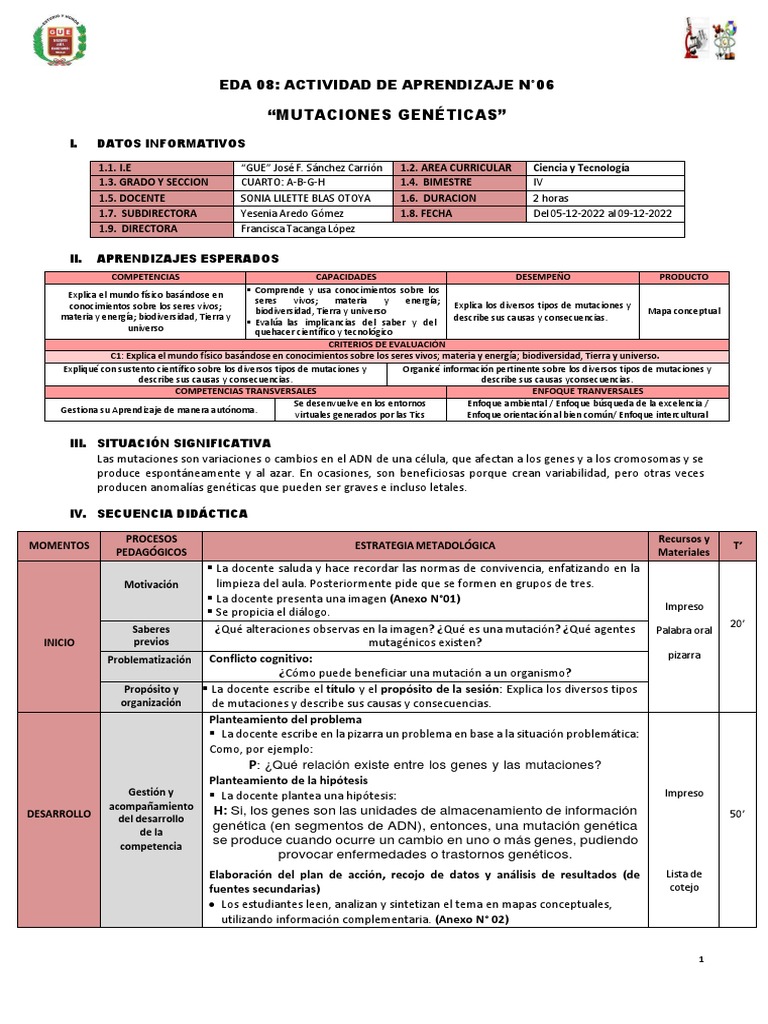 Sesion 06-Eda 8 PDF | PDF | Mutación | Siameses