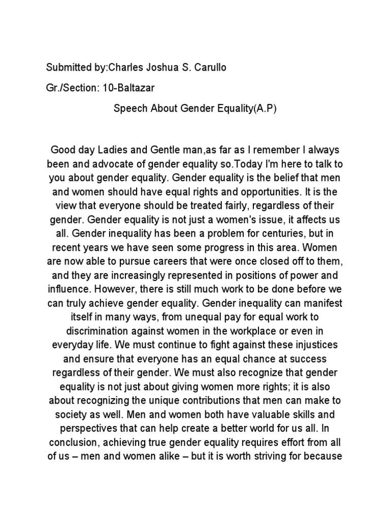 AP Gender Equality Speech | PDF