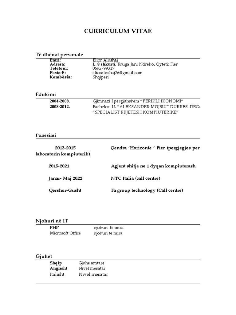 Curriculum Vitae | PDF