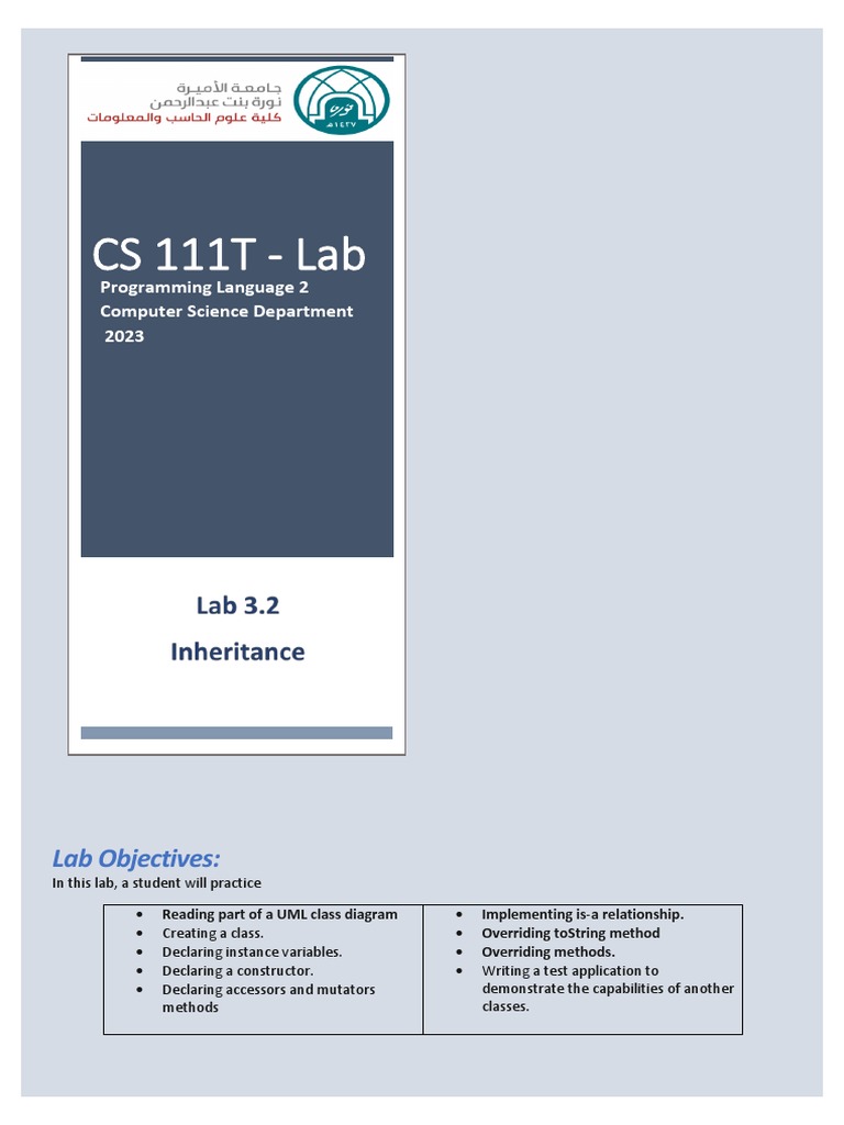 Week3-CS111-Lab3 - 2 - Tuesday 1 PDF | PDF | Method (Computer Programming) | Class (Computer ...