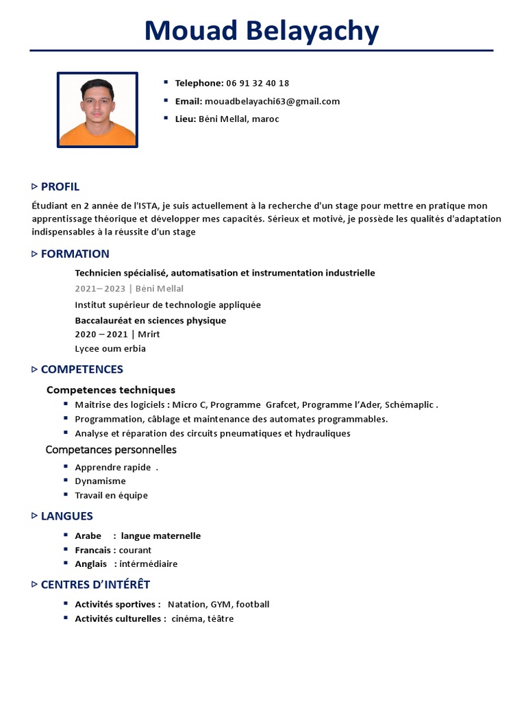 CV de Mouad Belayachy - Étudiant en ISTA | PDF