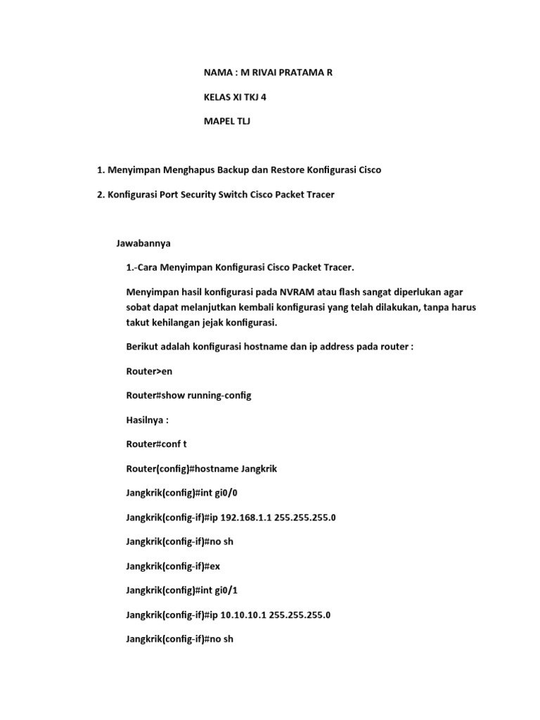 Konfigurasi Cisco & Port Security | PDF