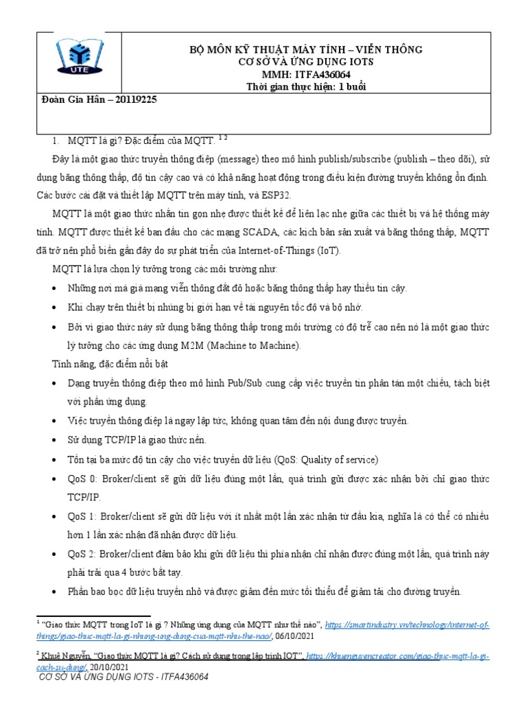 Lab 4 - ESP MQTT | PDF