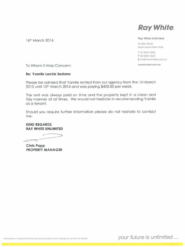 RayWhite - Letter 2 PDF | PDF