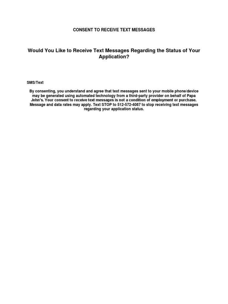 Consent for SMS Updates on Applications | PDF
