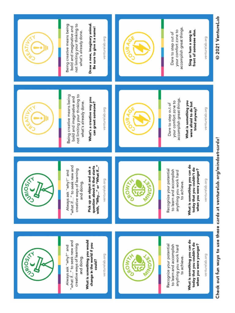 VentureLabs Printable Entrepreneurial Mindset Cards | PDF