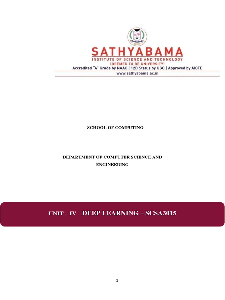 SCSA3015 Deep Learning Unit 4 PDF | PDF | Artificial Neural Network | Deep Learning