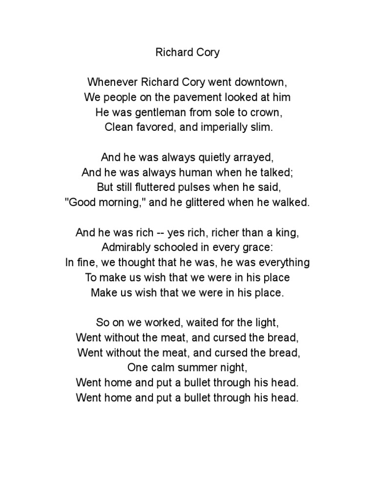 Richard Cory PDF | PDF
