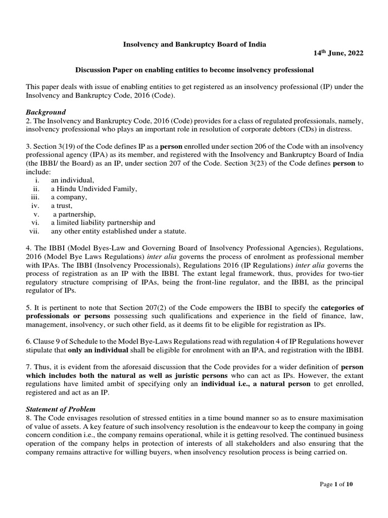IBBI Discussion on Insolvency Professionals | PDF