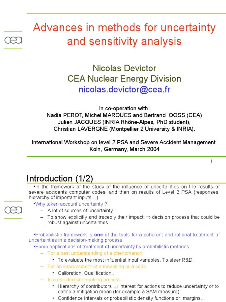Advances in Methods For Uncertainty and Sensitivity Analysis | PDF