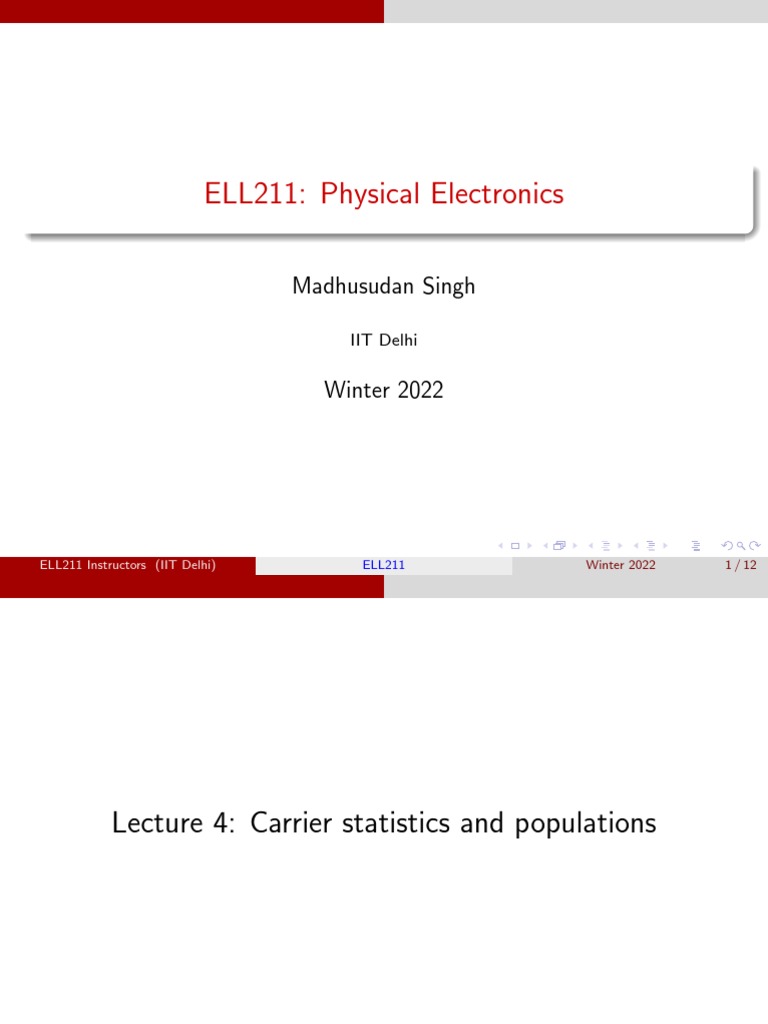 Carrier Statistics and Populations in Semiconductors: An Introduction to Fermi-Dirac Statistics ...