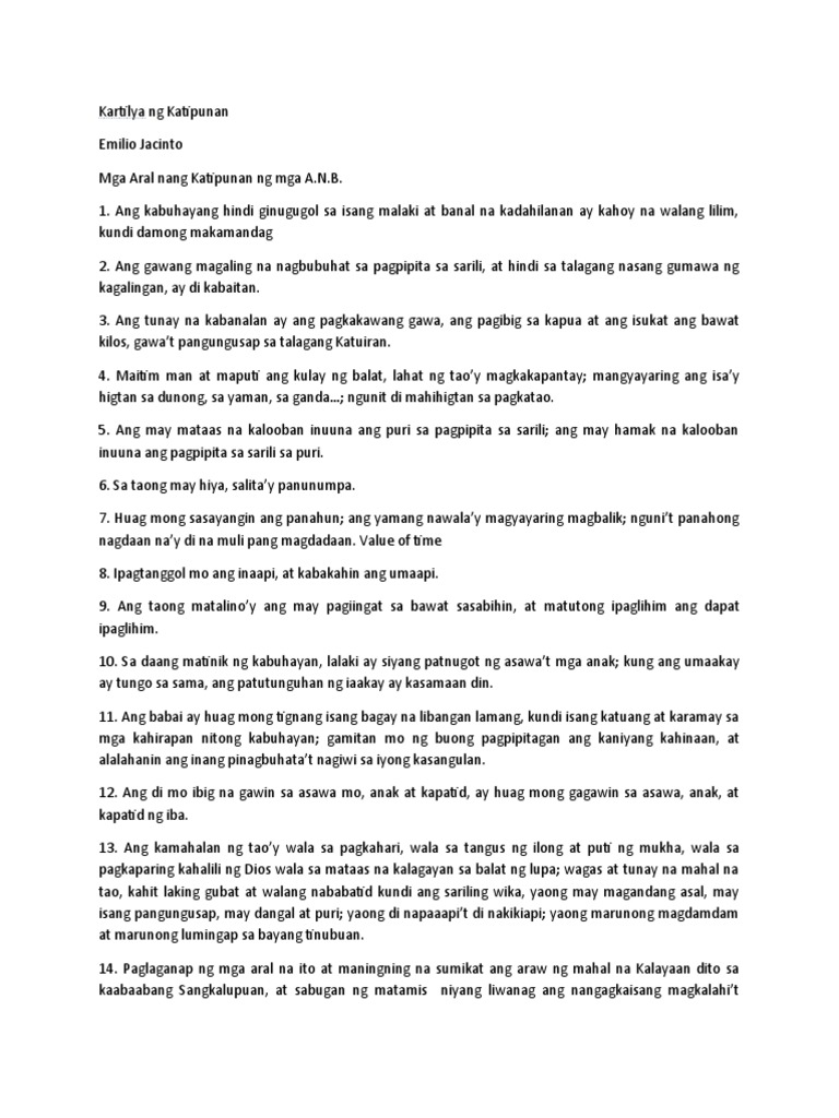 Kartilya NG Katipunan | PDF