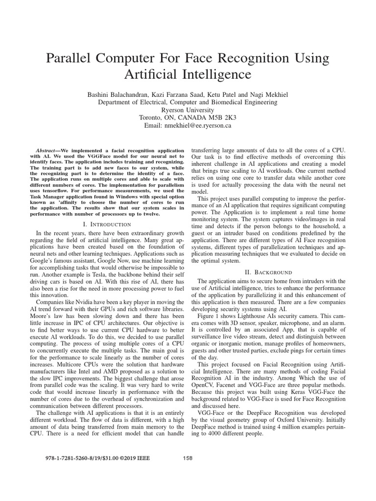 Parallel Computer For Face Recognition Using 9068130 Pdf Download Free Pdf Multi Core