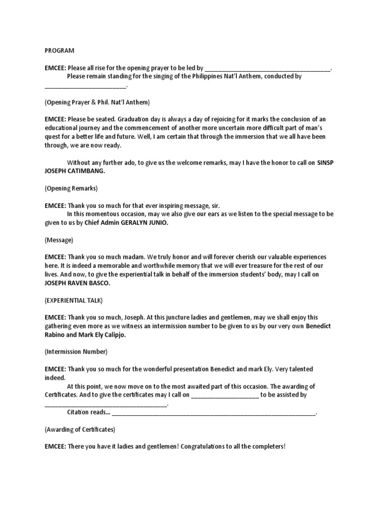 Immersion Script Pdf