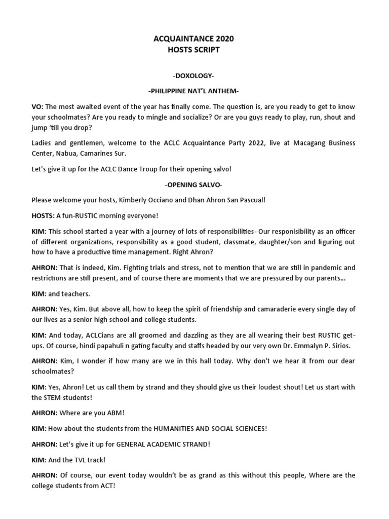 Acquaintance Script | PDF