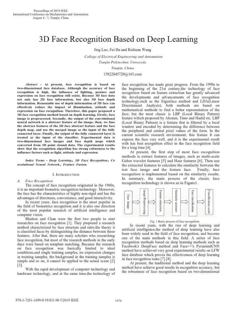 3D Face Recognition Based On Deep Learning - 8816269 PDF | PDF
