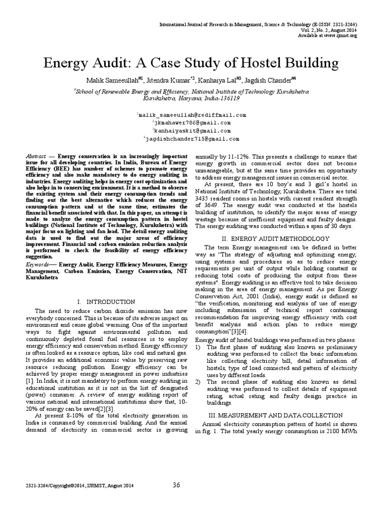 Energy Audit A Case Study of Hostel Buil PDF | PDF | Efficient Energy Use | Lighting