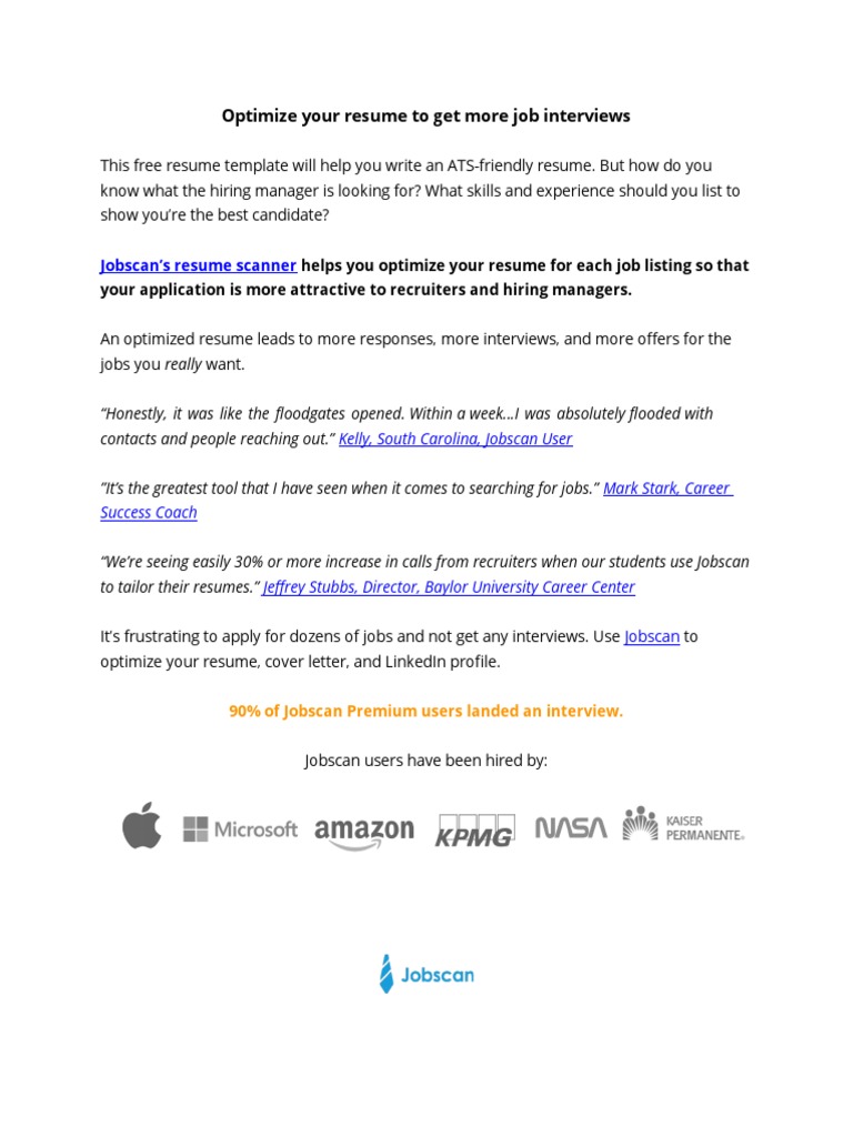 Optimize Your Resume for More Interviews | PDF