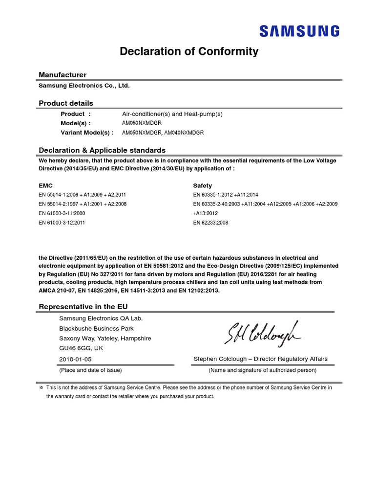 CE DoC - AM060NXMDGR - Rev000 PDF | PDF