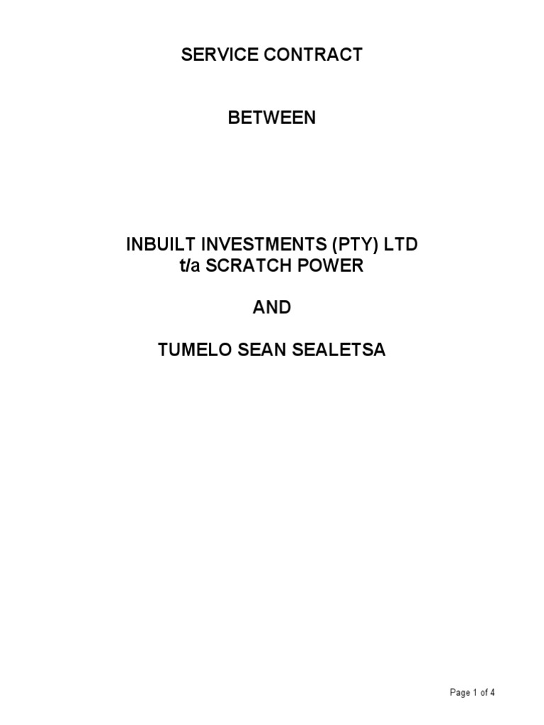 Loan Agreement for Business Development Services between Inbuilt Investments (Pty) Ltd and ...