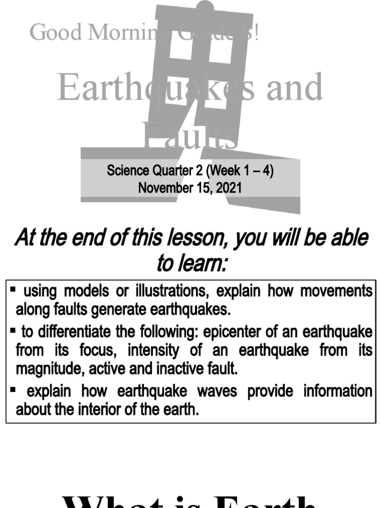 Earthquake Grade 8 | PDF | Fault (Geology) | Earthquakes