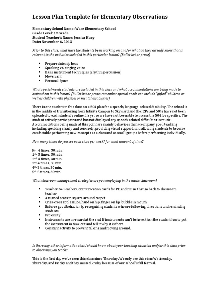 Observation 3 Lesson Plan PDF | PDF