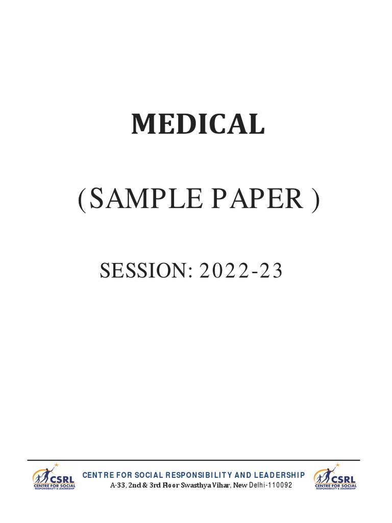 Set 2S - Sample Medical Selection Test Paper - 2022 23 | PDF ...
