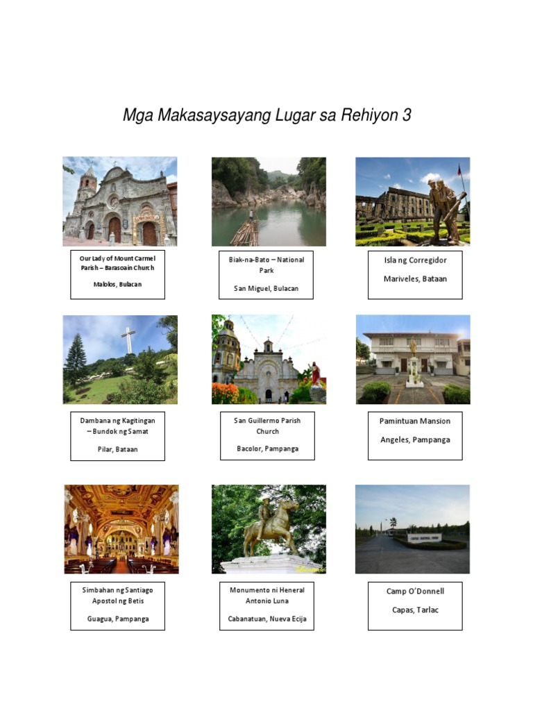 Makasaysayang Lugar Sa Rehiyon3 | PDF