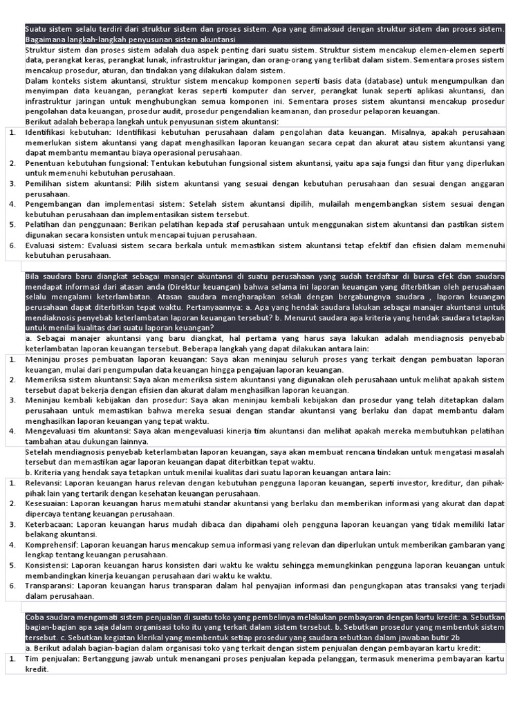 Jawaban Uts SIA Tahun Wingi | PDF