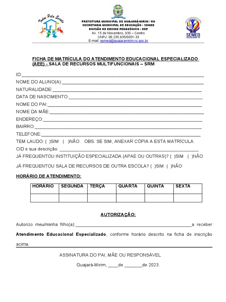 1.ficha de Matrícula | PDF