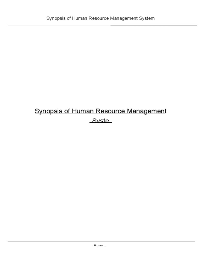 Automating Human Resources: A Synopsis of a Human Resource Management ...