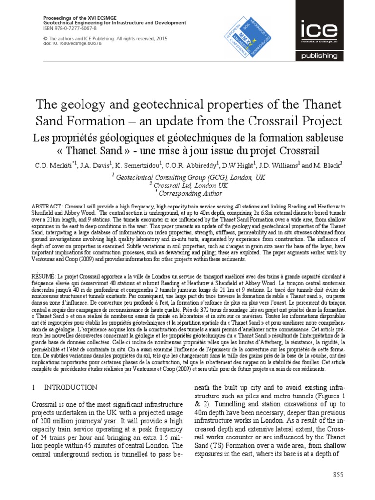 Geotechnical Properties of Thanet Sand PDF | PDF