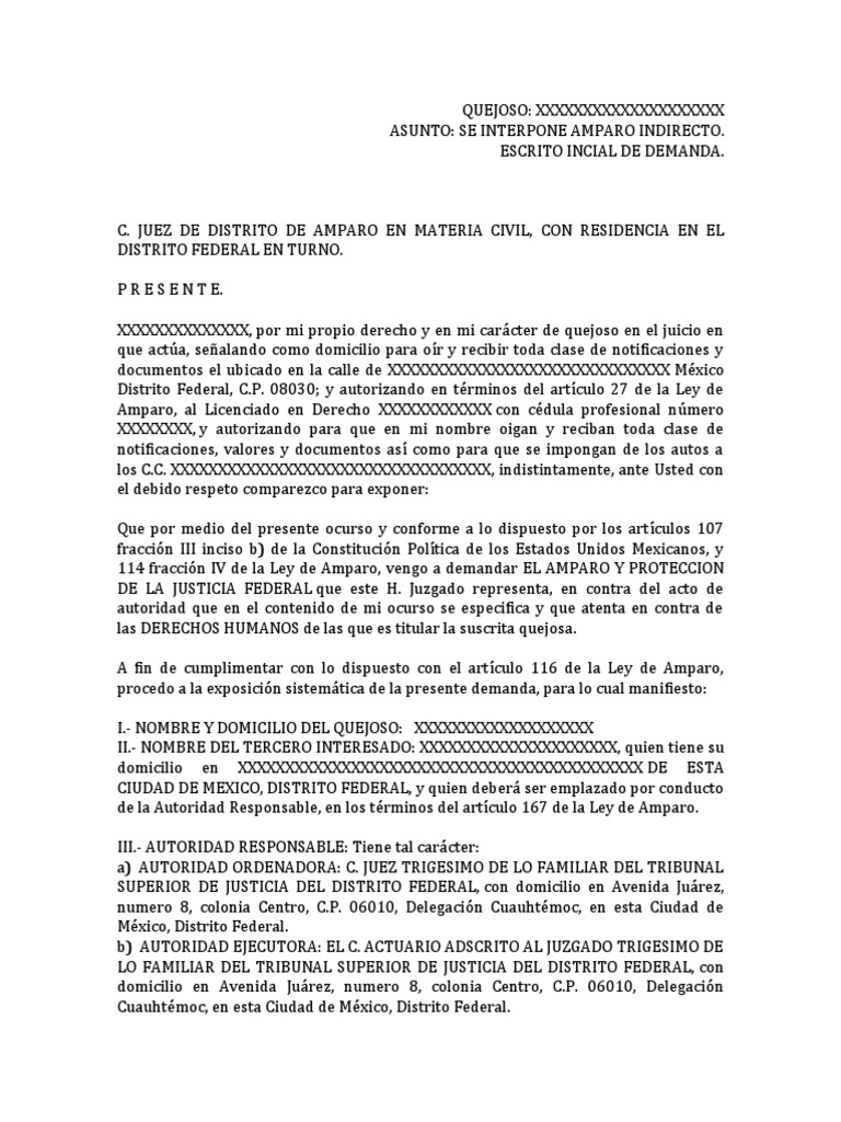 Demanda de Amparo - Ejemplo | PDF