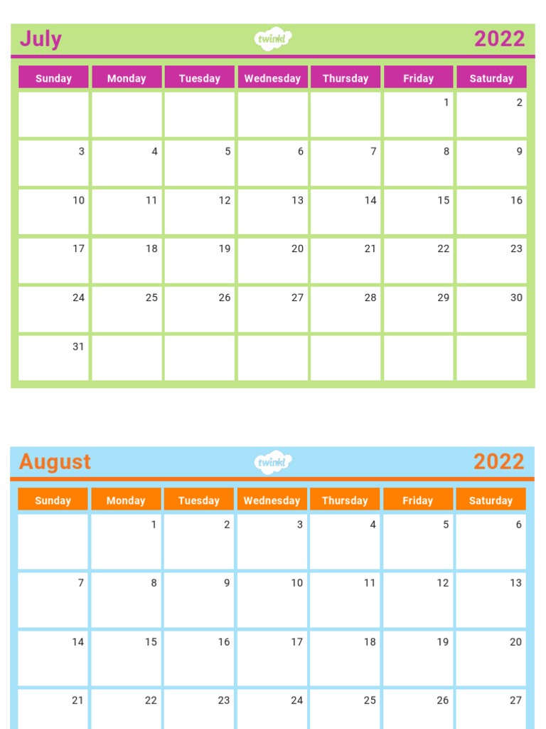 Color 2022-2023 Month at A Glance Calendar PDF | PDF