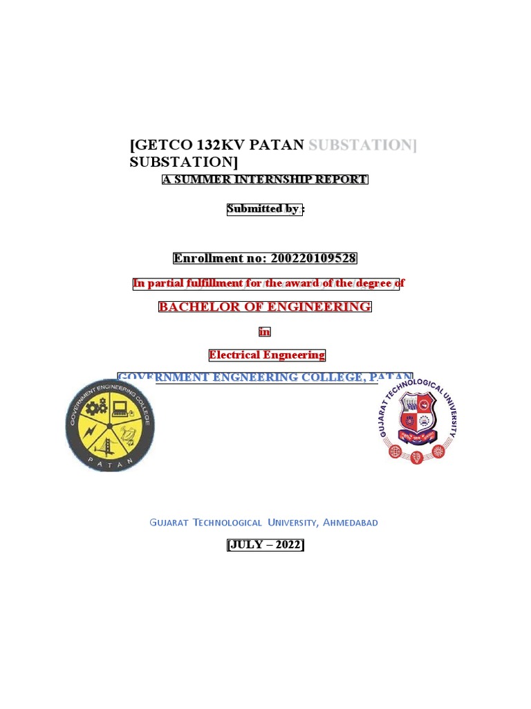 7th Internship Report PARTH GAJJAR | Download Free PDF | Electrical Substation | Insulator ...