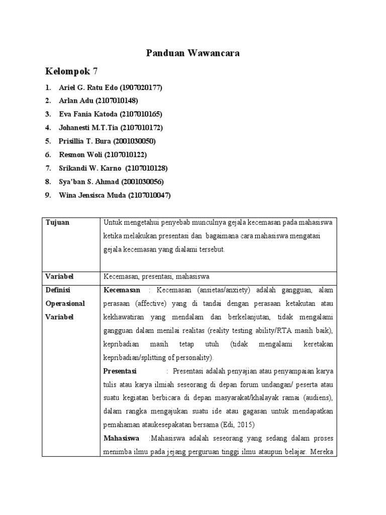 Panduan Wawancara - Tugas OW | PDF