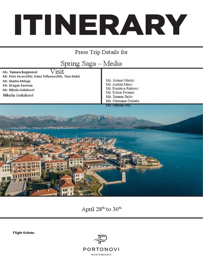 2023 04 21 Portonovi Itinerary - Spring Saga Media Group | PDF