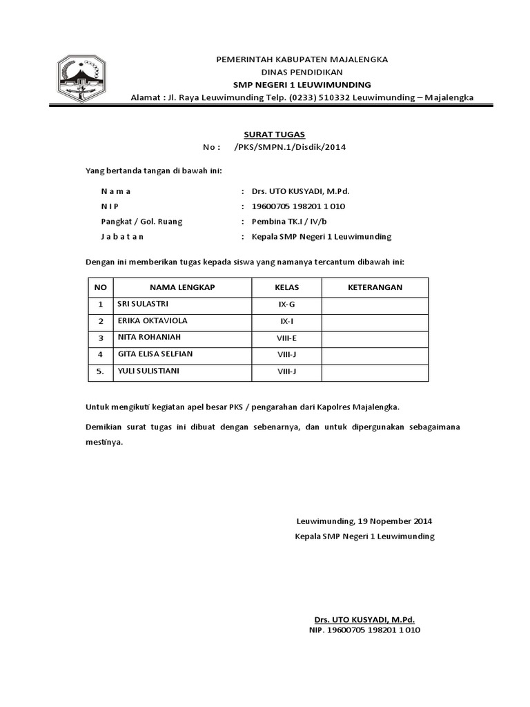 'Surat Tugas Pks | PDF